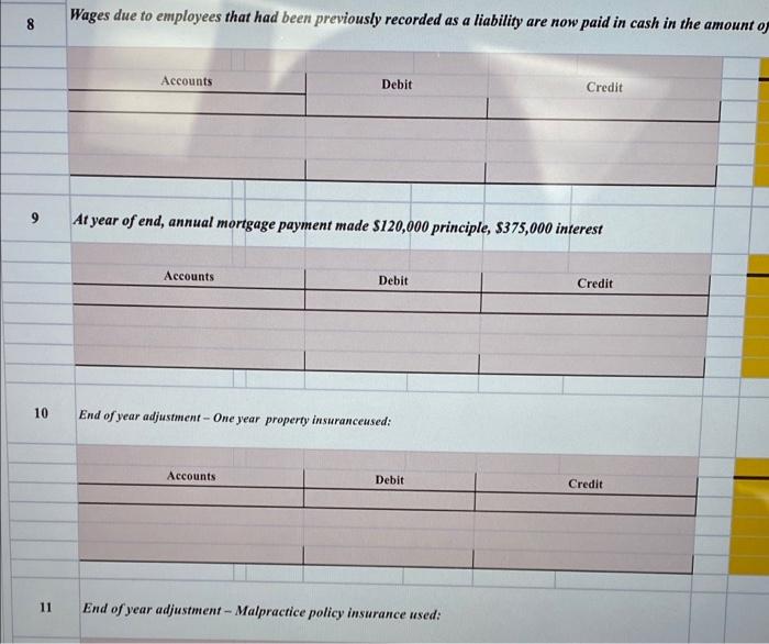 ENTRIES TR. NO 1 Vulcan Hospital purchased a new | Chegg.com