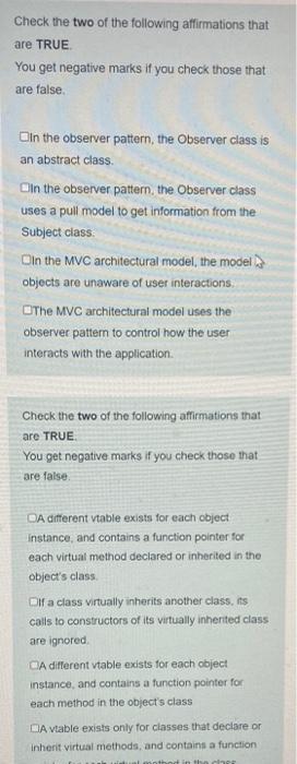 Solved Check the two of the following affirmations that are | Chegg.com