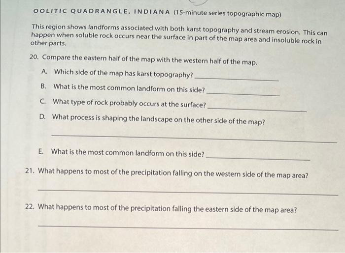 Solved OOLITIC QUADRANGLE, INDIANA (15-minute series | Chegg.com