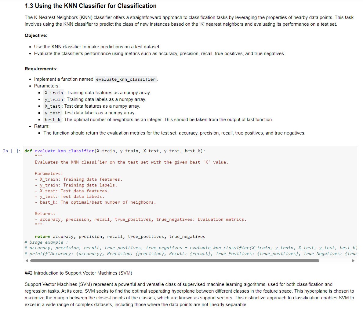 Solved In [ ]: def evaluate_knn_classifier(X_train, y_train, | Chegg.com
