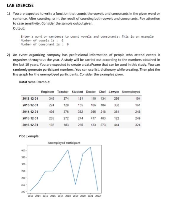 Solved LAB EXERCISE 1) You are expected to write a function | Chegg.com