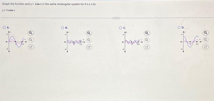 Solved Graph the function and y=cosx in the same rectangular | Chegg.com