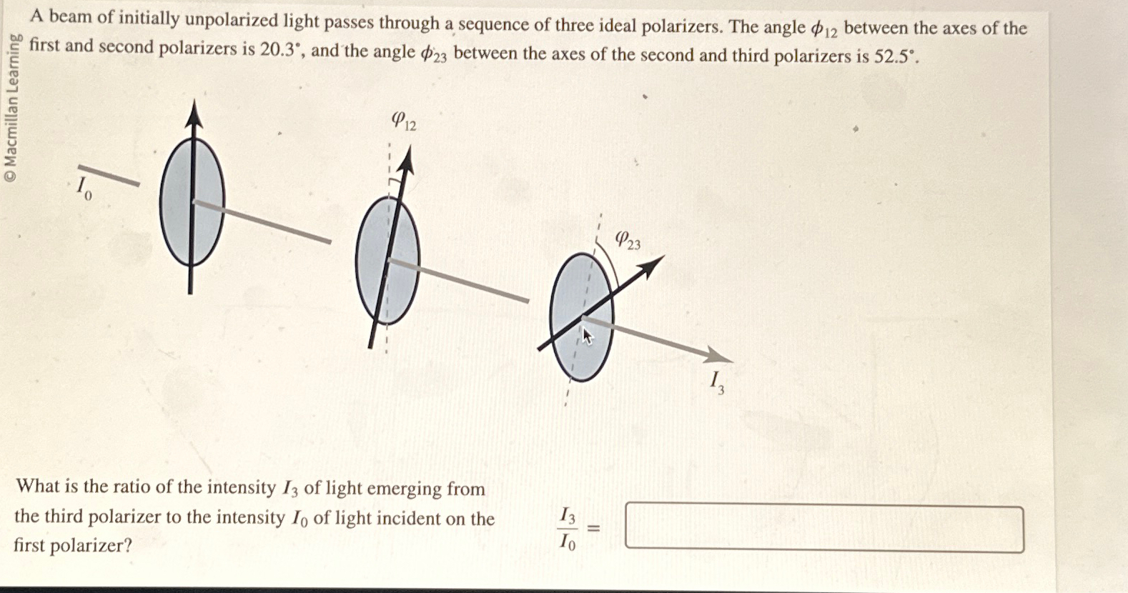 Solved A beam of initially unpolarized light passes through | Chegg.com