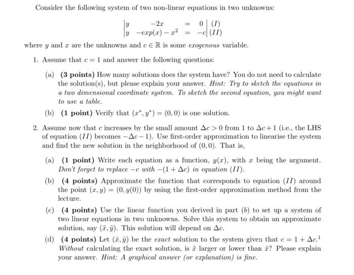 Solved Consider the following system of two non-linear | Chegg.com