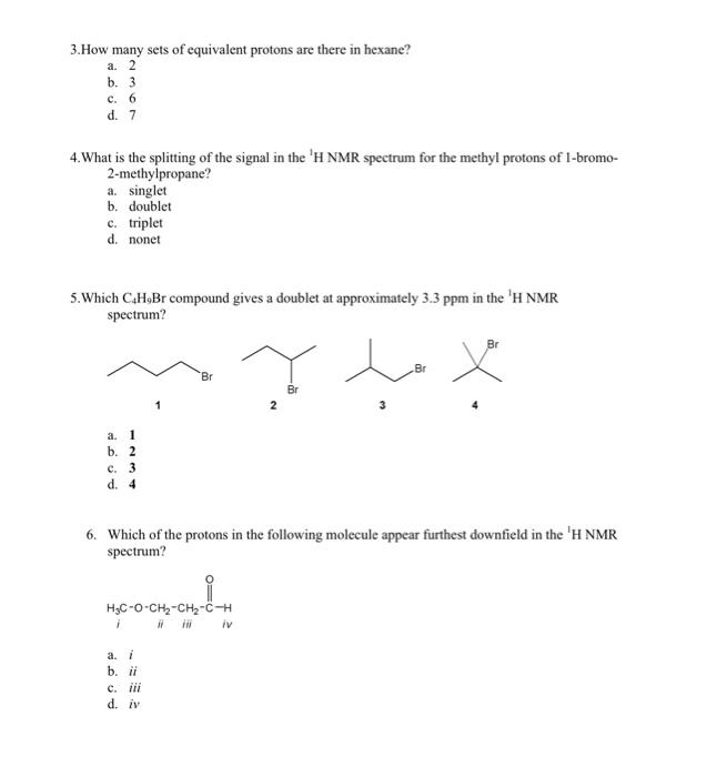 Solved 3.How many sets of equivalent protons are there in | Chegg.com