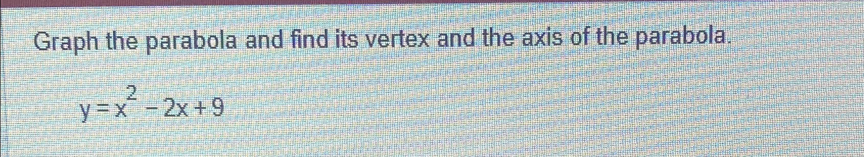 Solved Graph the parabola and find its vertex and the axis | Chegg.com