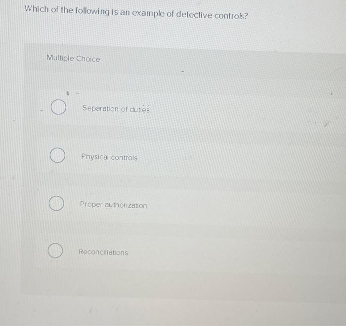 Solved Which of the following is an example of detective | Chegg.com
