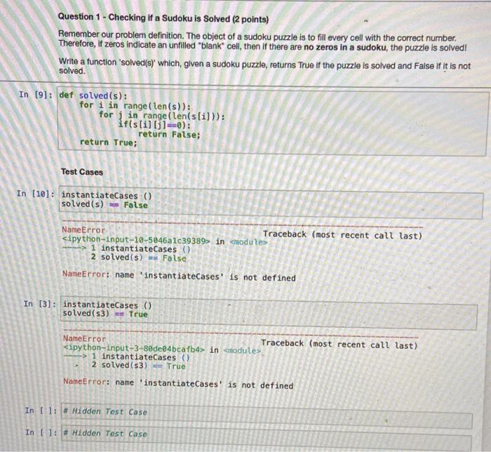 Solved Question 1 - Checking if a Sudoku is Solved (2 | Chegg.com