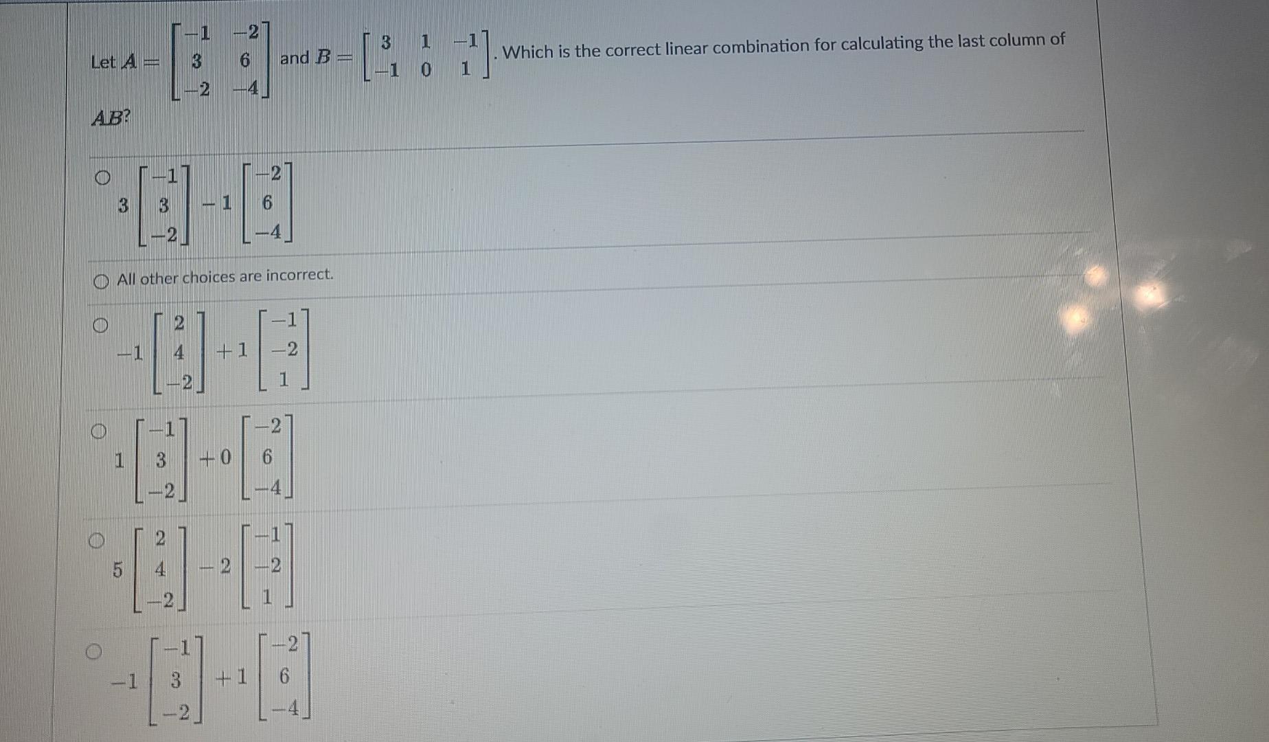 Solved 3 - Let A 3 6 and B 1] Which is the correct linear | Chegg.com
