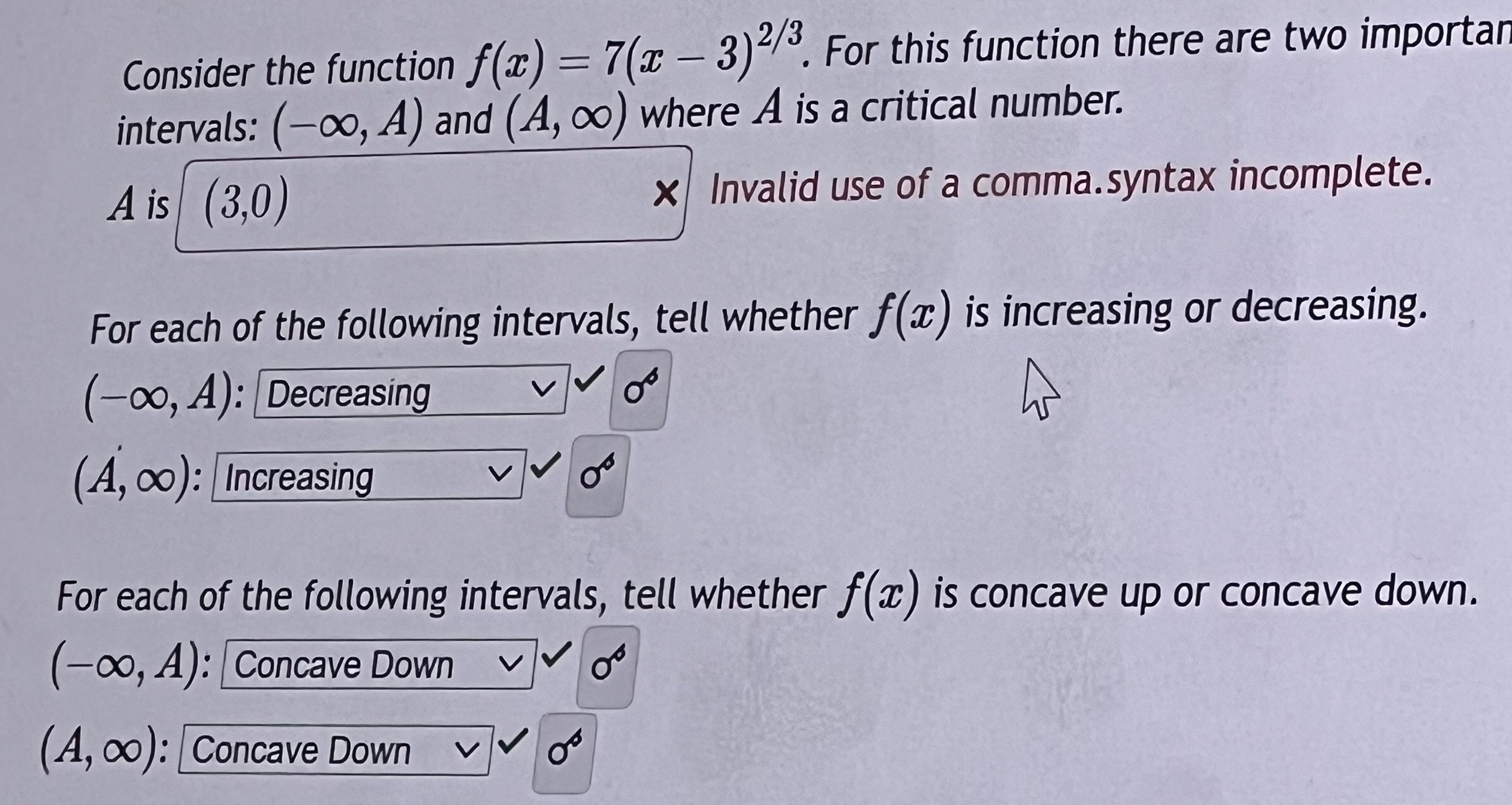 Solved Consider the function f(x)=7(x-3)23. ﻿For this | Chegg.com