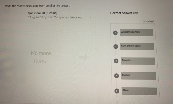 Solved Rank the following objects from smallest to largest. | Chegg.com