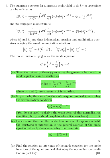 Solved The Quantum Operator For A Massless Scalar Field In