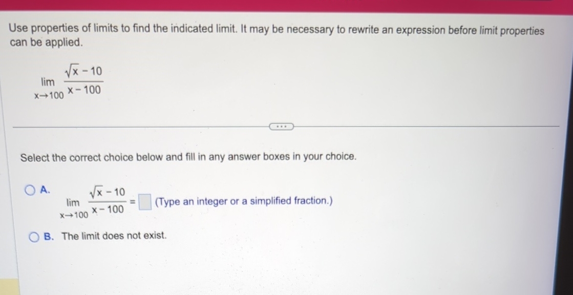 Solved Use properties of limits to find the indicated limit. | Chegg.com