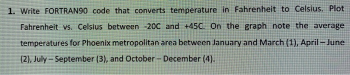 Solved 1. Write FORTRAN90 code that converts temperature in | Chegg.com