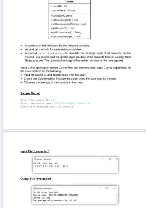 Solved Create a class called Course that has two instance | Chegg.com