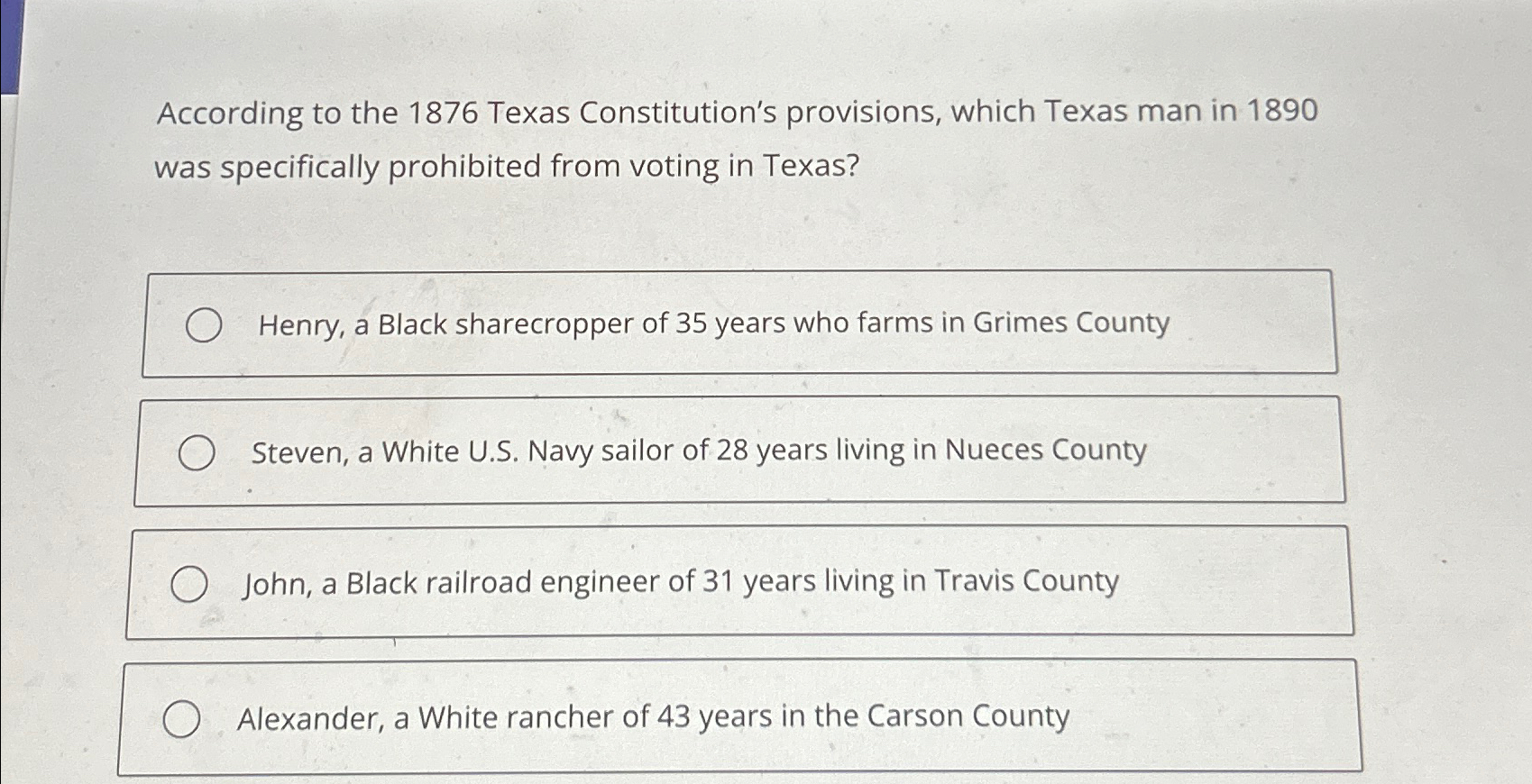 Solved According to the 1876 ﻿Texas Constitution's | Chegg.com