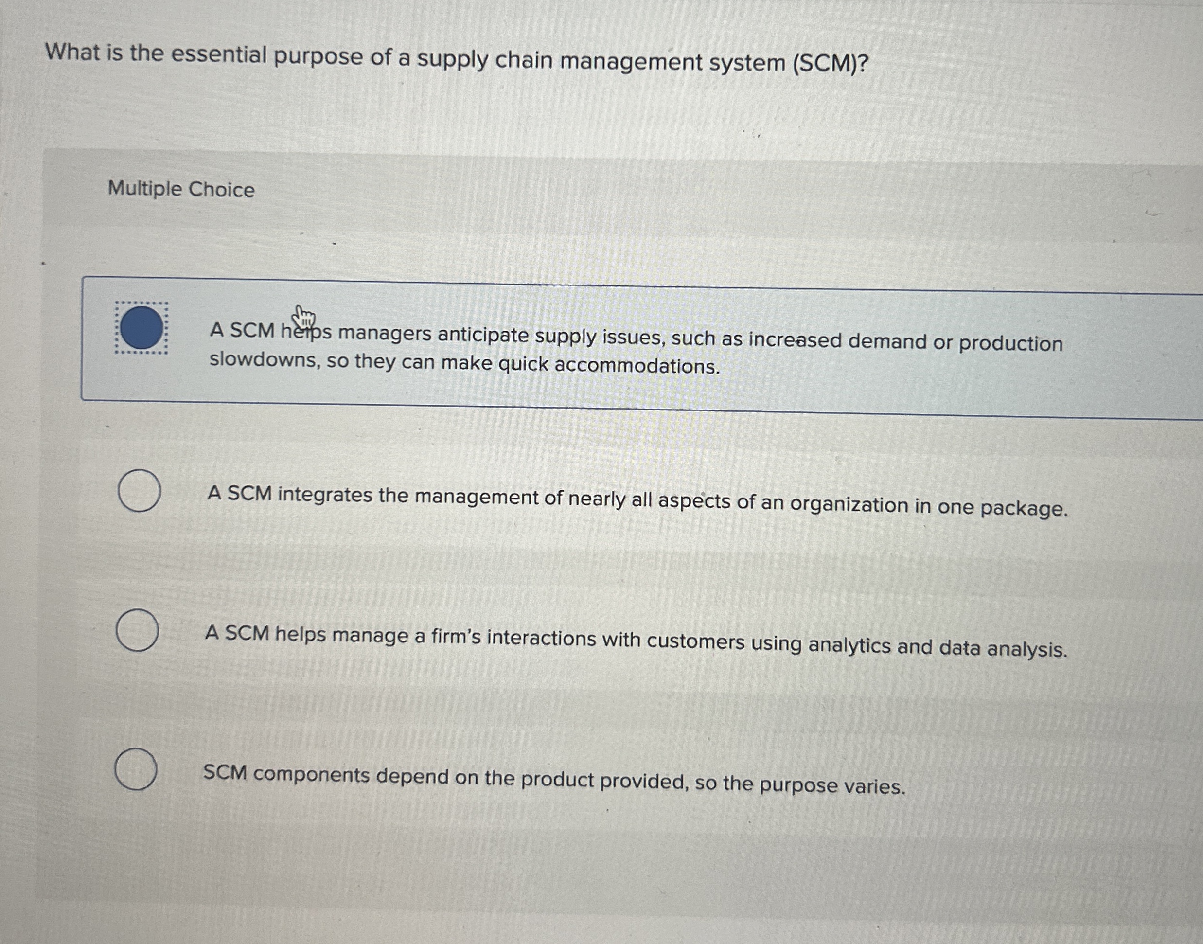 Solved What is the essential purpose of a supply chain | Chegg.com