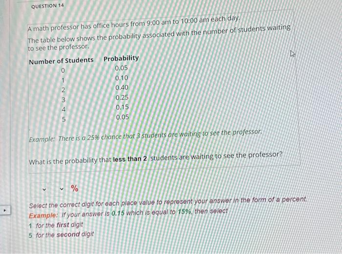 Solved A math professor has office hours from 9:00 am to | Chegg.com