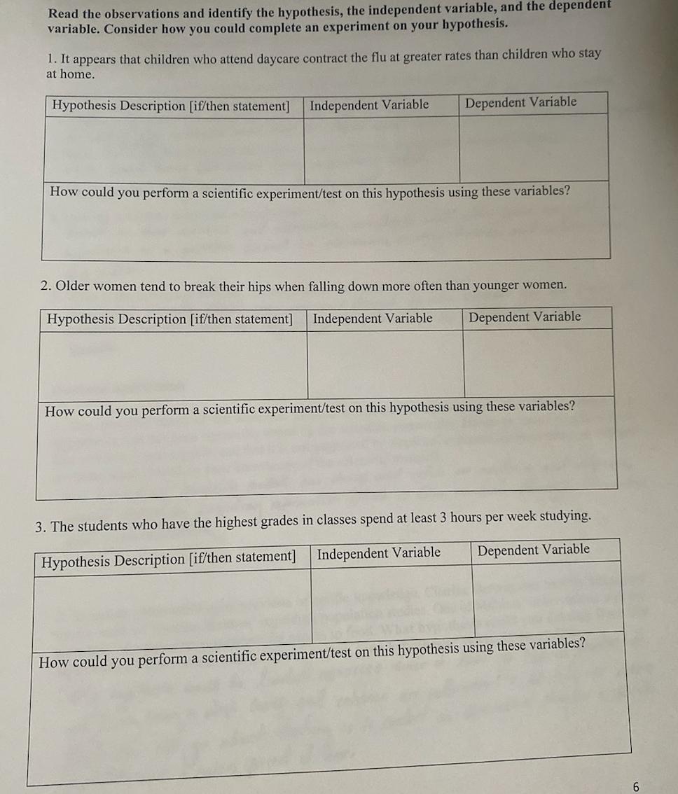 Exercise 3Variables in Scientific StudyUnderstanding | Chegg.com