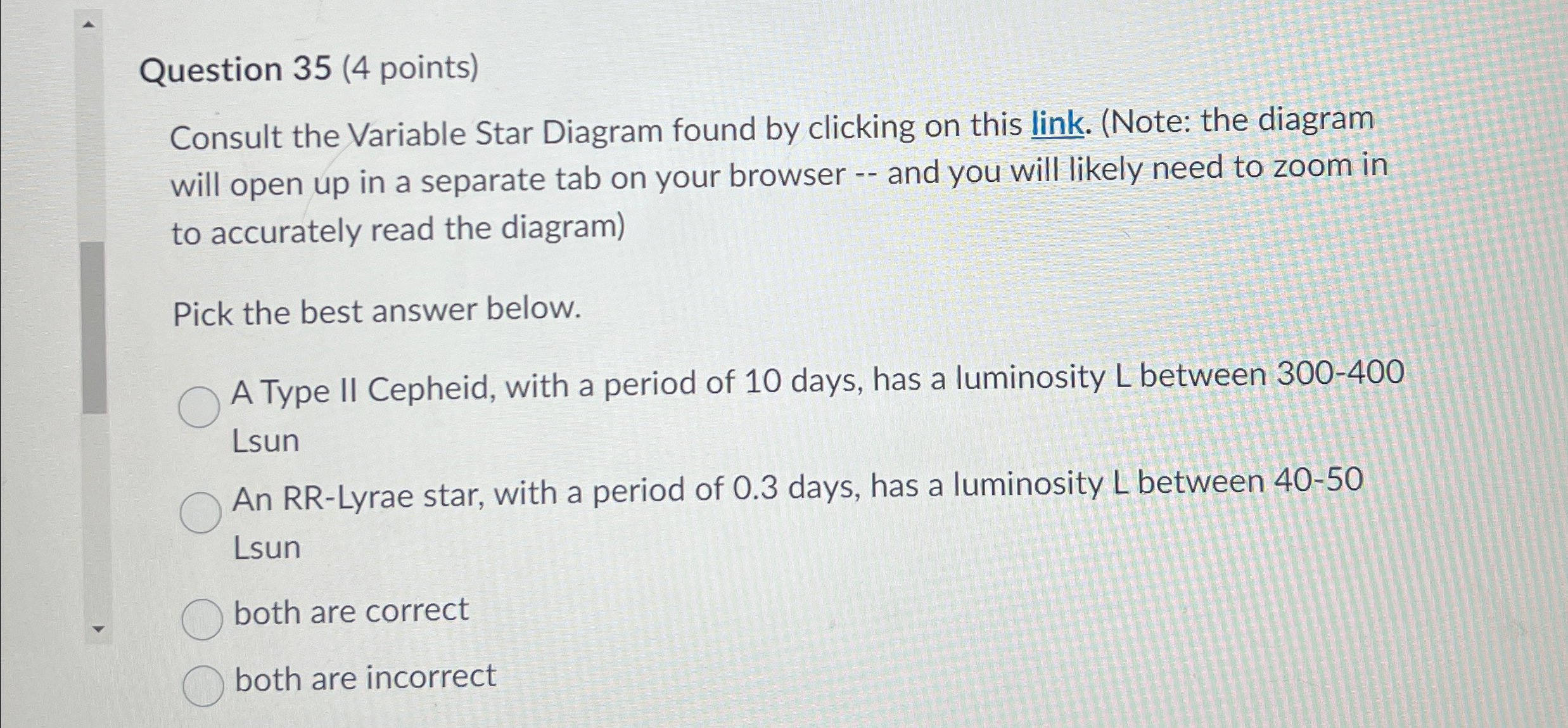 Solved Question 35 (4 ﻿points)Consult the Variable Star | Chegg.com