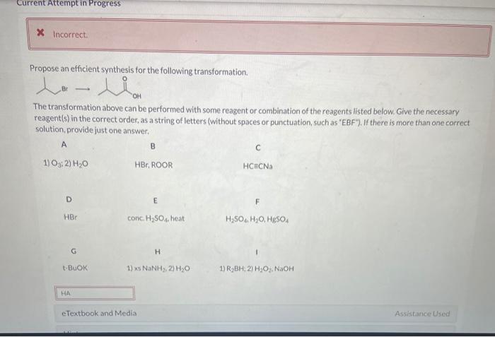Solved X Incorrect Propose an efficient synthesis for the | Chegg.com