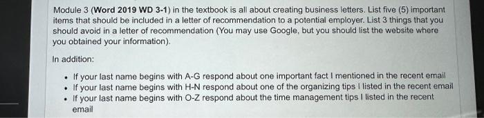 Solved Module 3 (Word 2019 WD 3-1) in the textbook is all | Chegg.com