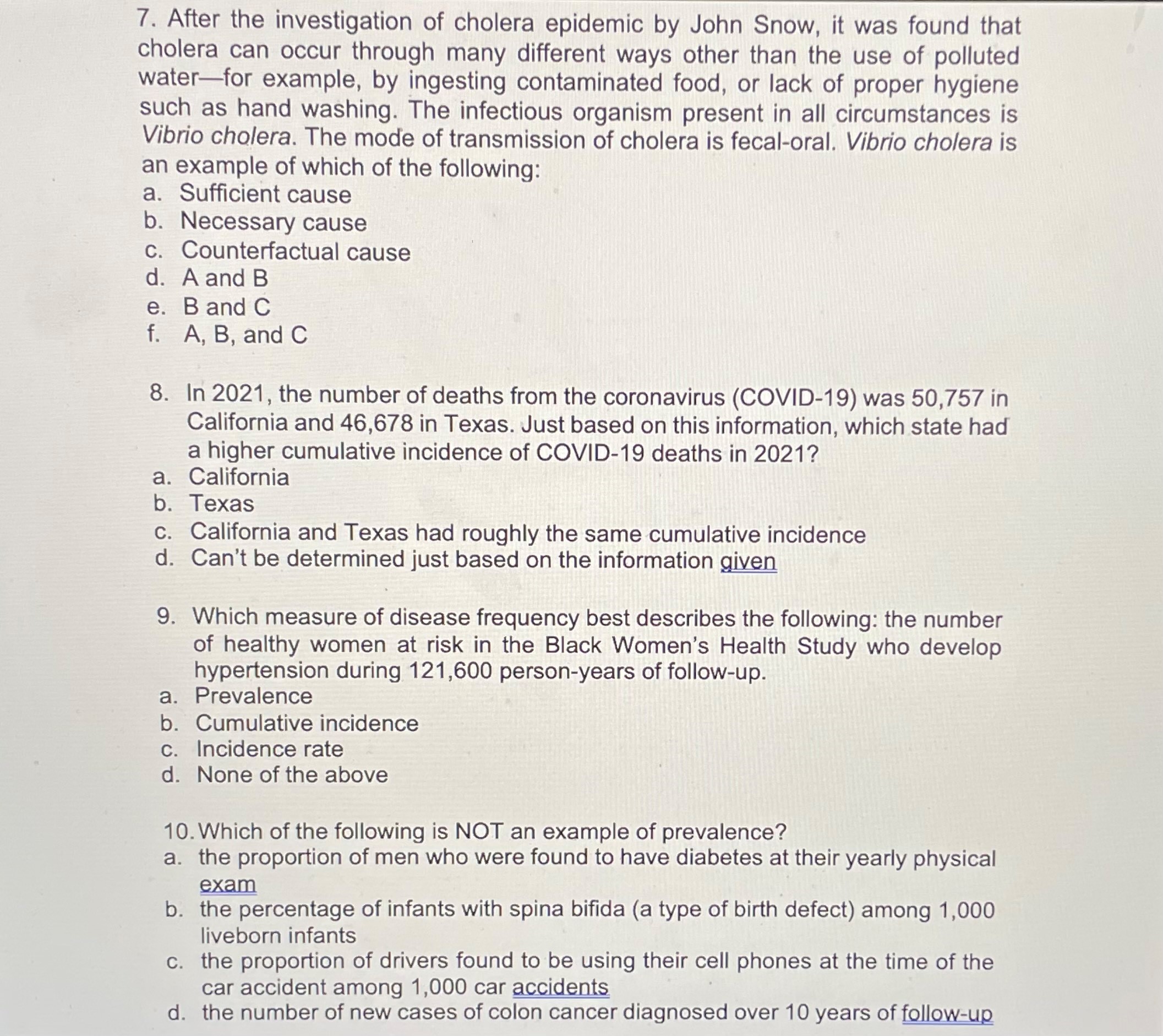 Solved After the investigation of cholera epidemic by John | Chegg.com