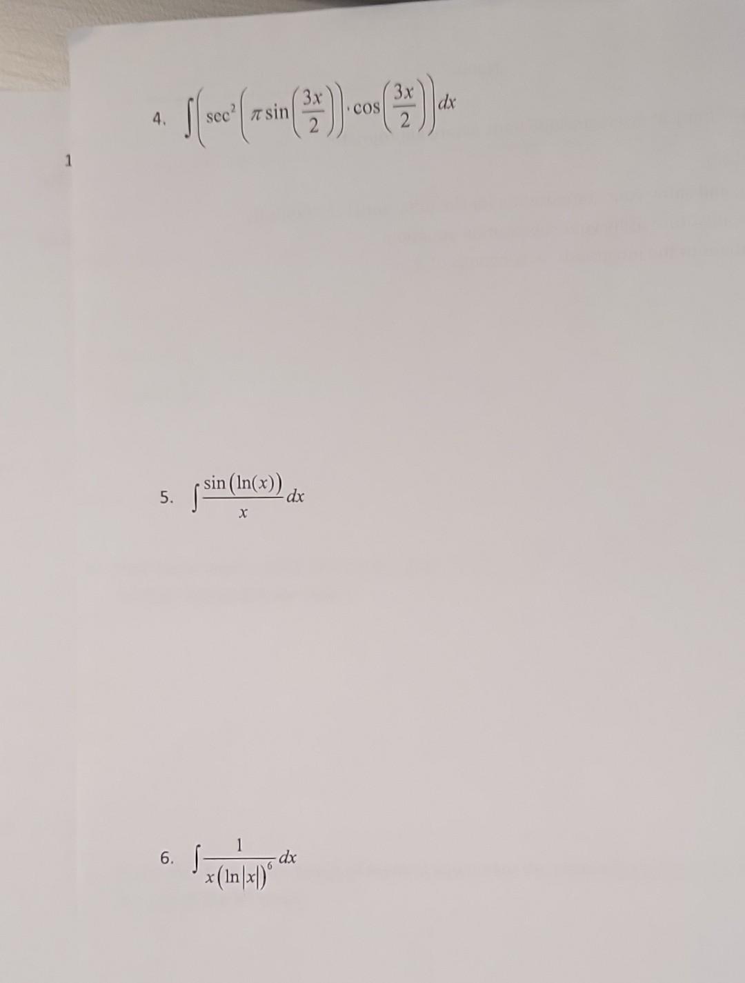 Solved Indefinite Integrals via substitution Clearly | Chegg.com