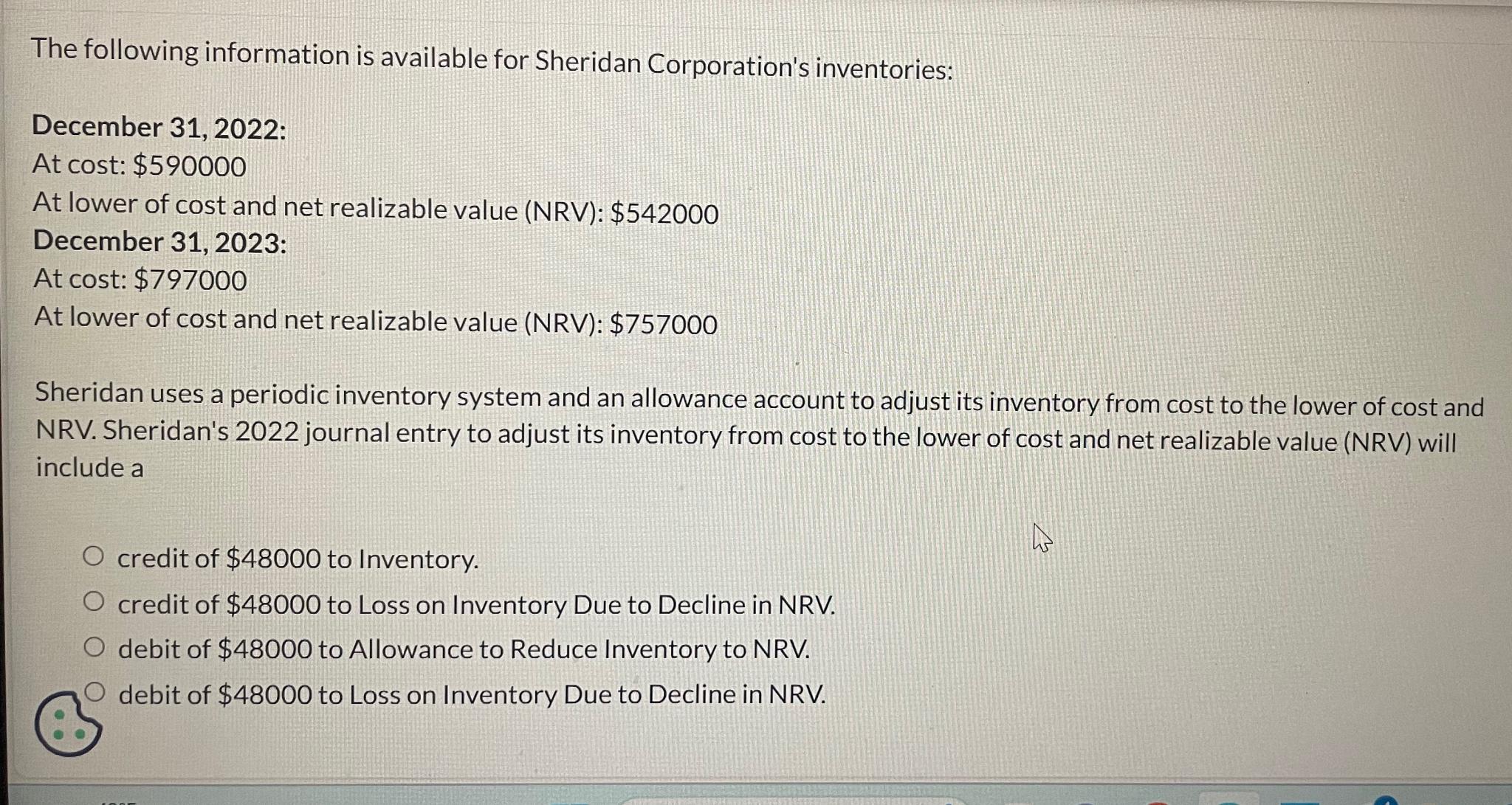 Solved The following information is available for Sheridan | Chegg.com