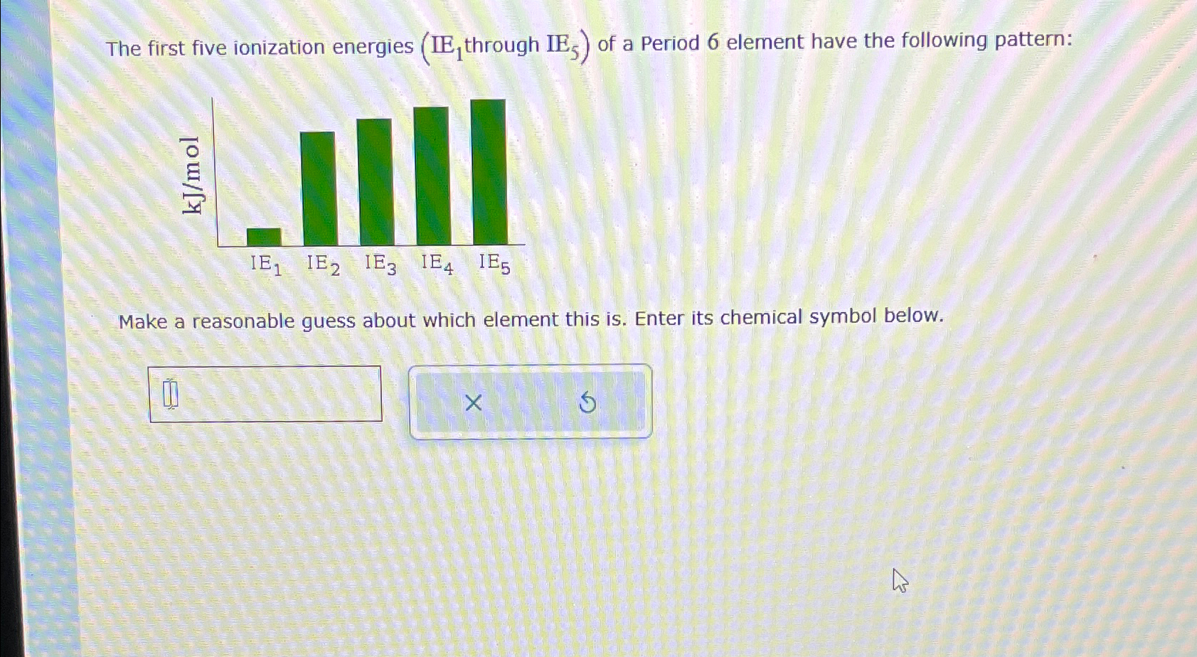 Solved The first five ionization energies ( IE1 ﻿through | Chegg.com