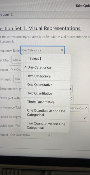 Solved Select the corresponding variable type for each | Chegg.com