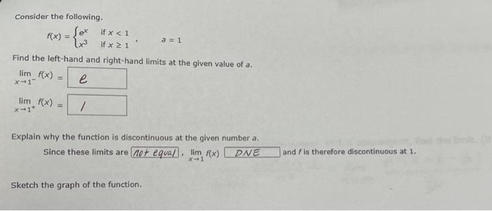Solved Consider the following. f(x)={exx3 if x