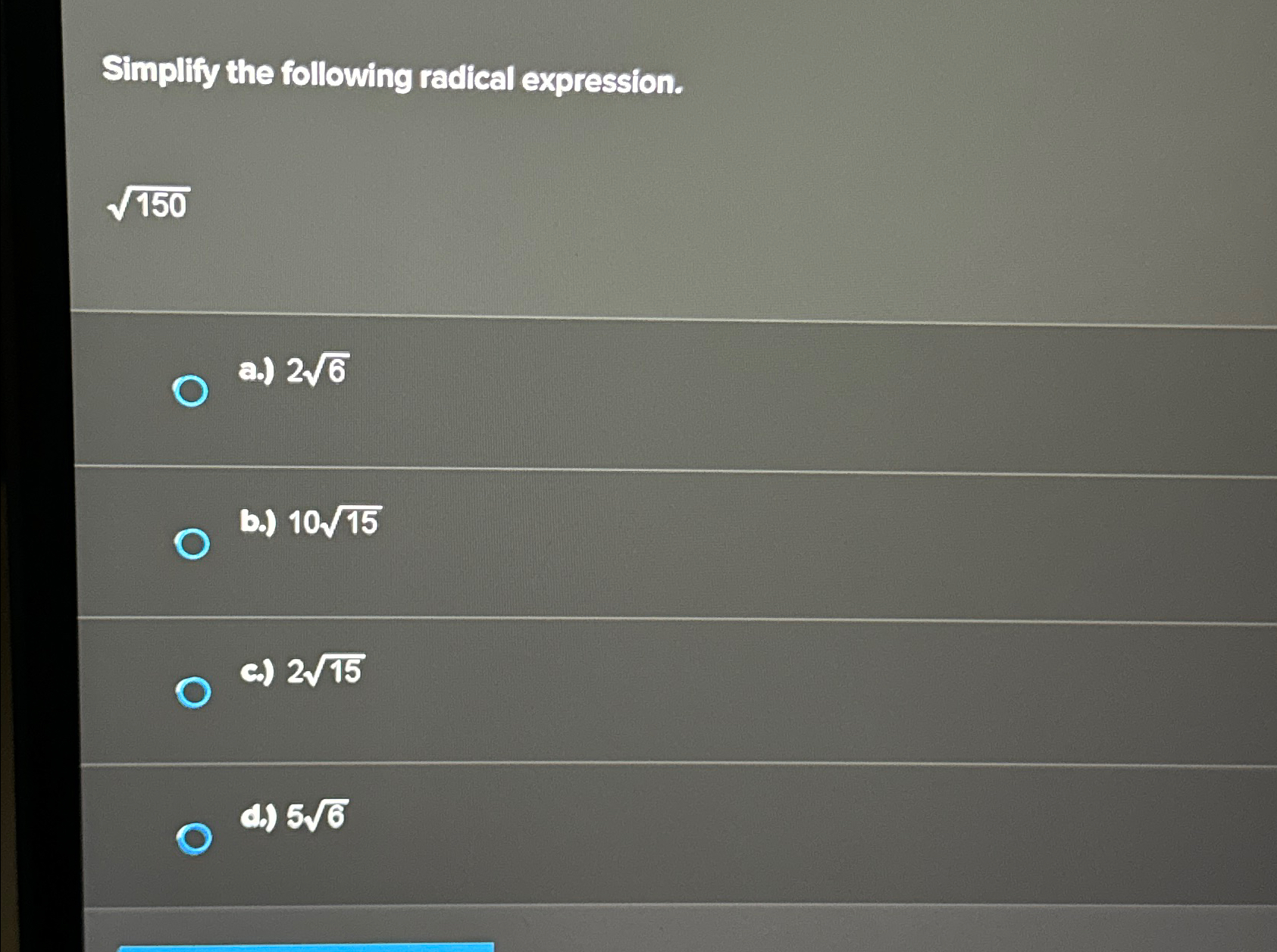 Solved Simplify the following radical | Chegg.com