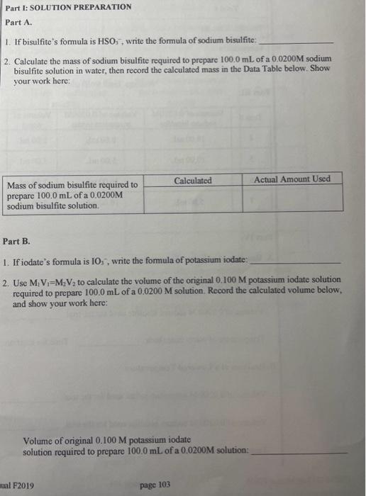 Solved Do all the calculation for Part1: Solution | Chegg.com