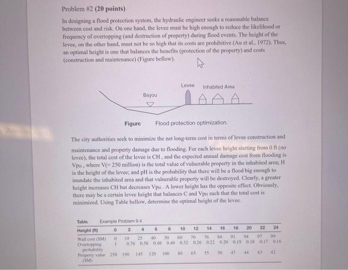 Problem #2 ( 20 points) In designing a flood | Chegg.com