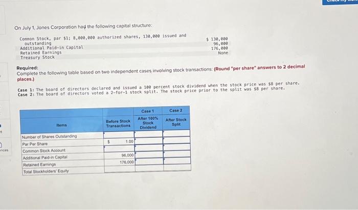 Solved Required: Complete the following table based on two | Chegg.com