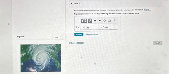 Solved Estintio the ar presture inside a calegory 5 humcane, | Chegg.com
