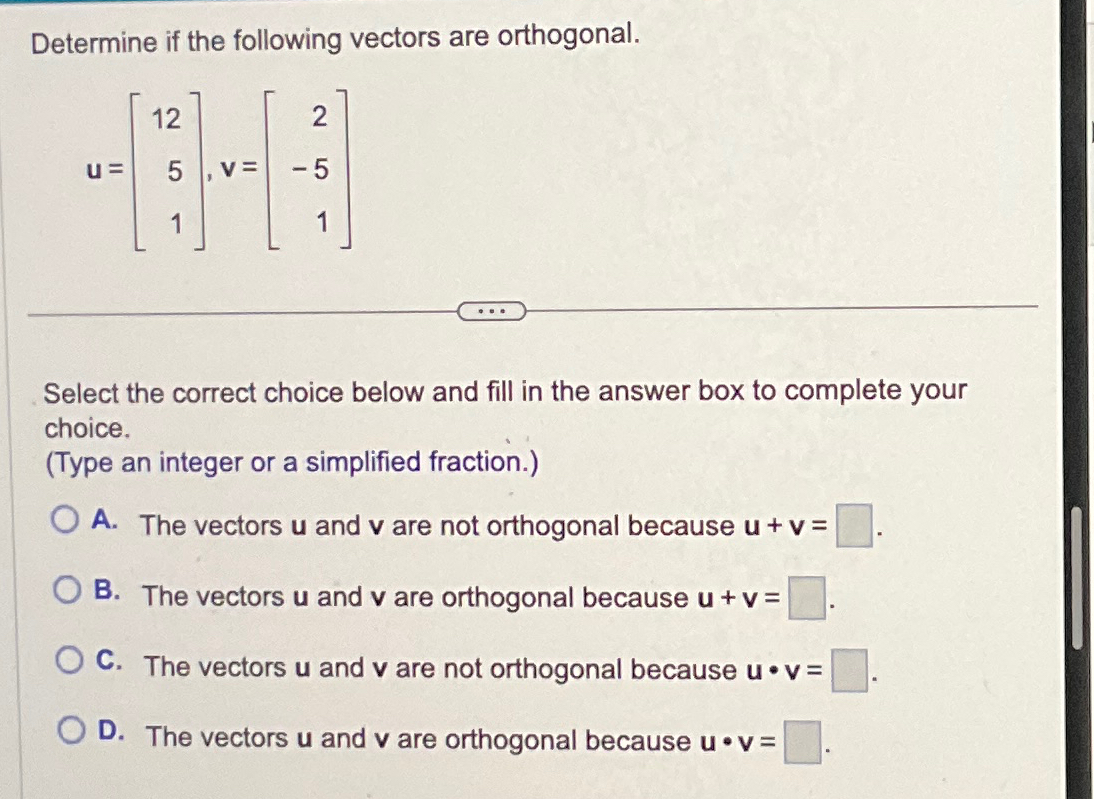 Solved Determine if the following vectors are | Chegg.com