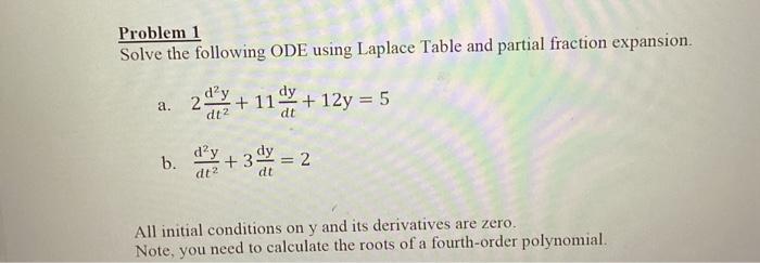 Solved Problem 1 Solve the following ODE using Laplace Table | Chegg.com