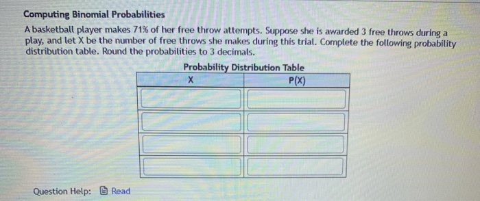 Solved Computing Binomial Probabilities A basketball player | Chegg.com