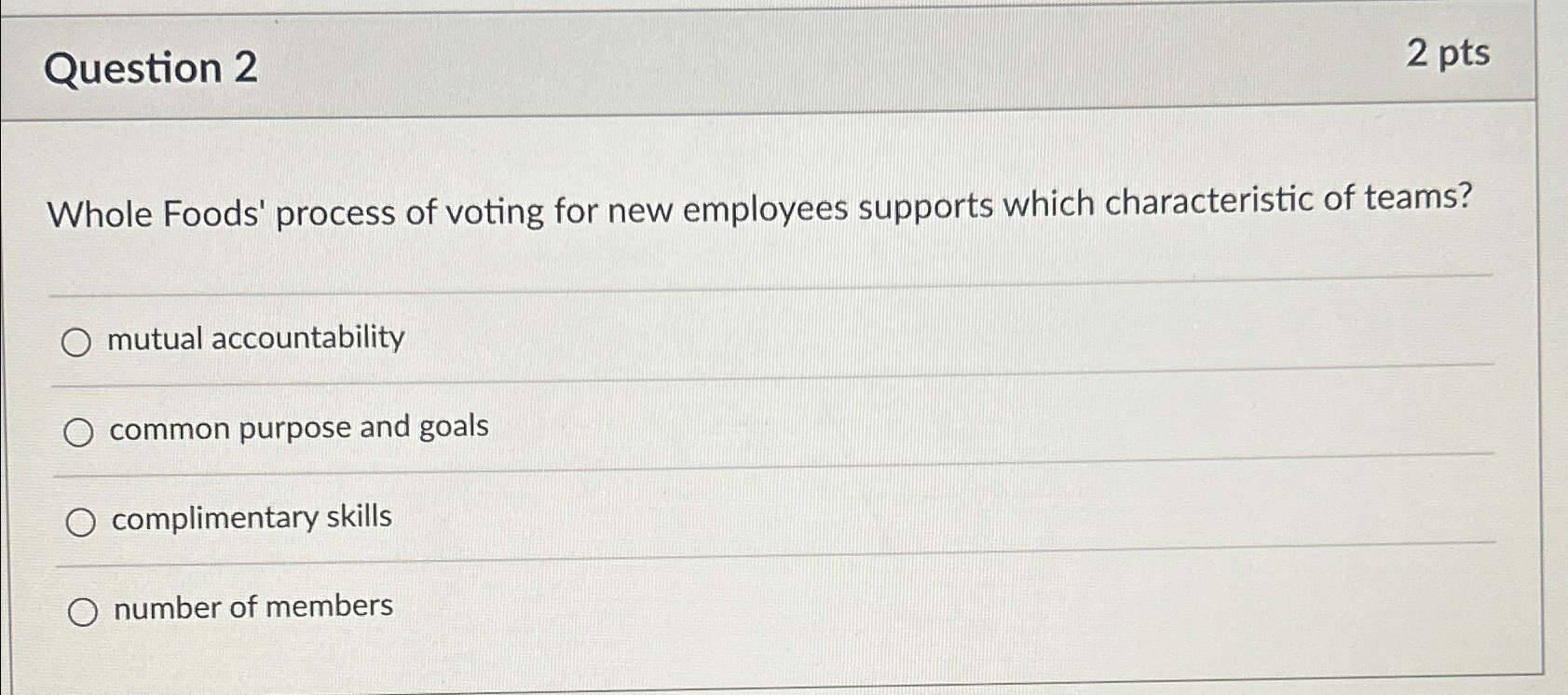 Solved Question 22ptsWhole Foods' process of voting for new | Chegg.com