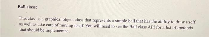 Solved Ball Class API MNothonde: Parameters: Return Value: | Chegg.com