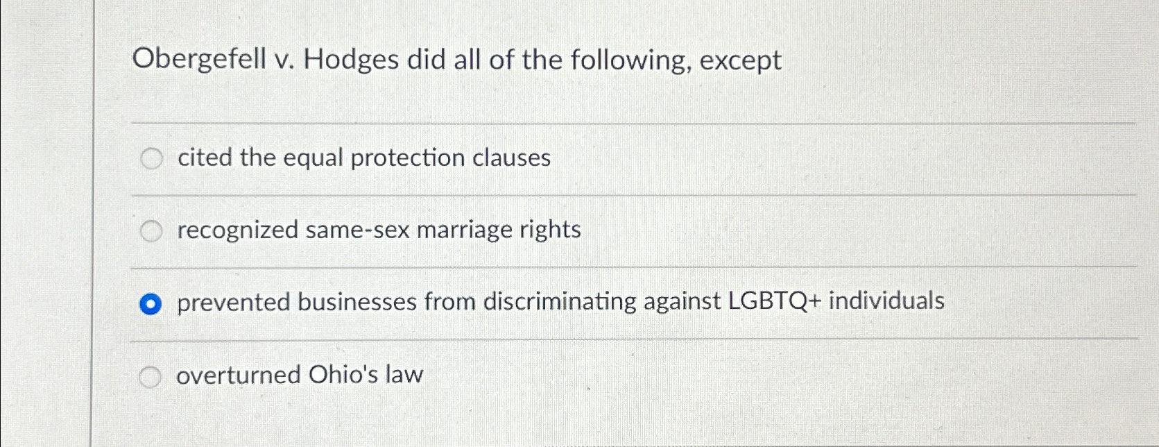 Solved Obergefell v. ﻿Hodges did all of the following, | Chegg.com
