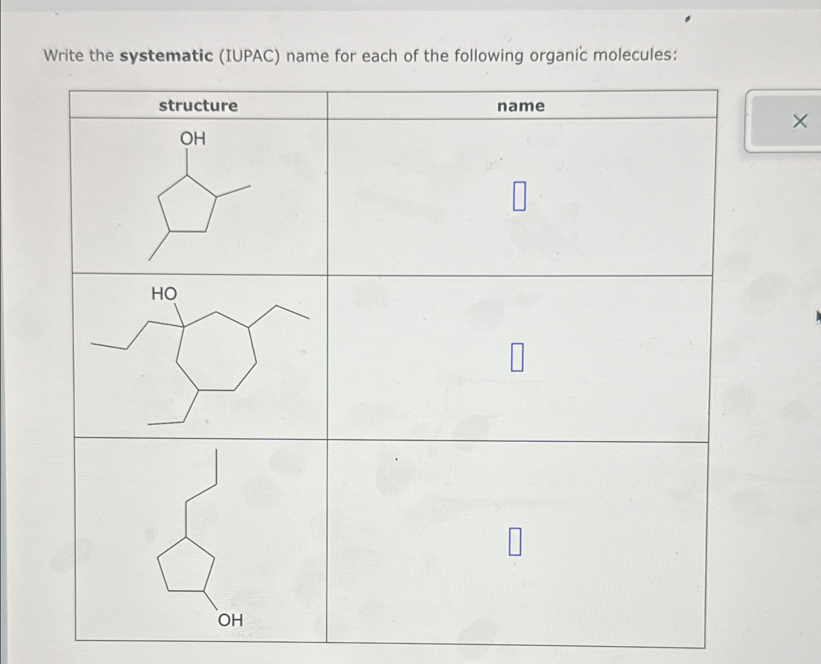 Solved Write the systematic (IUPAC) ﻿name for each of the | Chegg.com