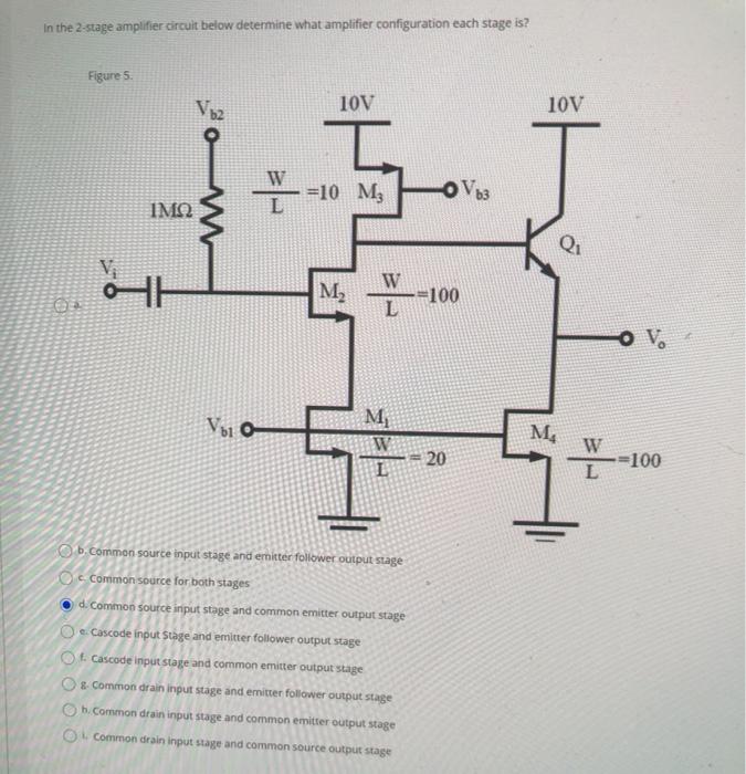 Solved In the 2-stage amplifier circuit below determine what | Chegg.com
