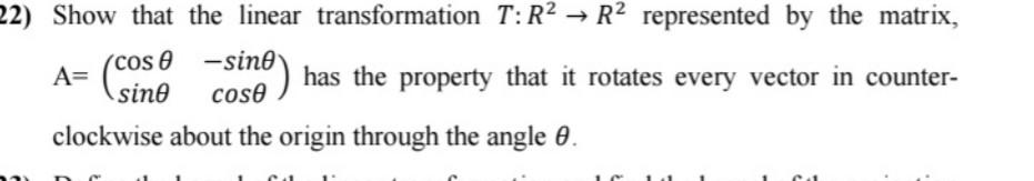 Solved Show that the linear transformation T:R2→R2 | Chegg.com