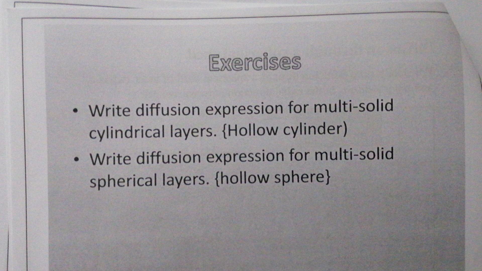 Solved - Write diffusion expression for multi-solid | Chegg.com