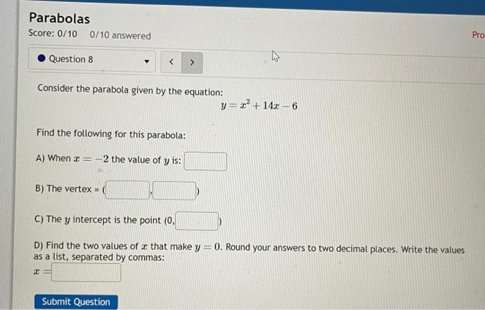 Solved Consider the parabola given by the equation: | Chegg.com