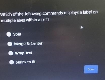 Solved Which of the following commands displays a label on | Chegg.com
