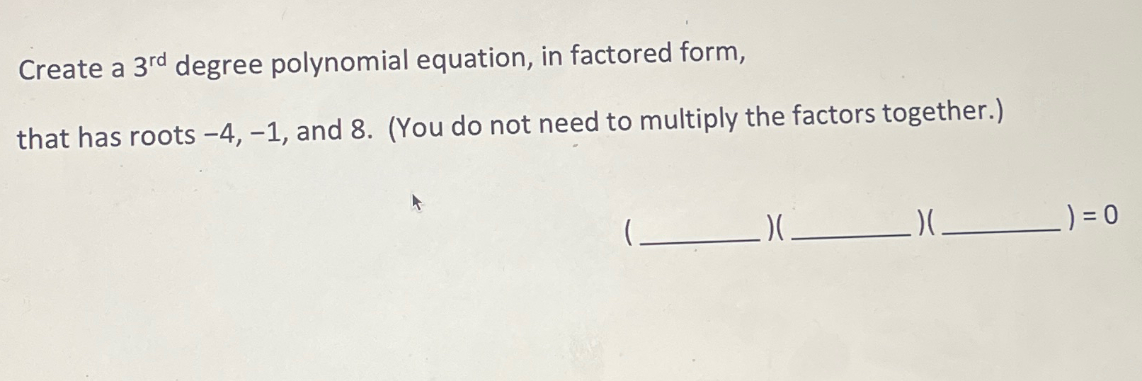 Solved Create A 3rd ﻿degree Polynomial Equation In
